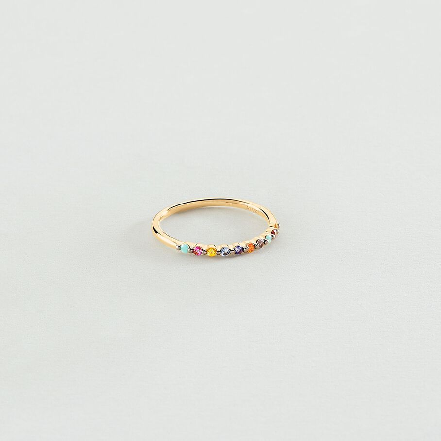 Bague fine BELOVED - Multicolore / Doré 02240466-256-56 | Agatha